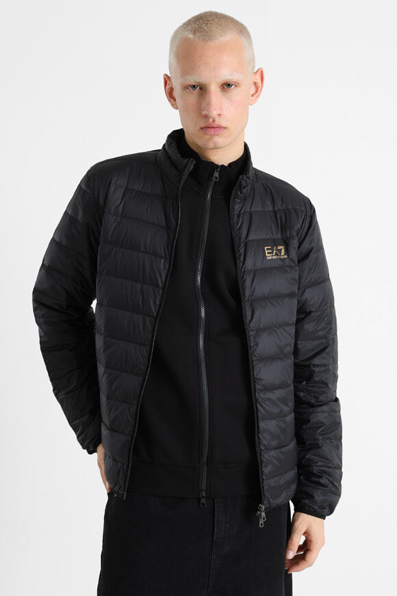 EA7 Emporio Armani - Leichte Puffer Daunenjacke - Black + Gold